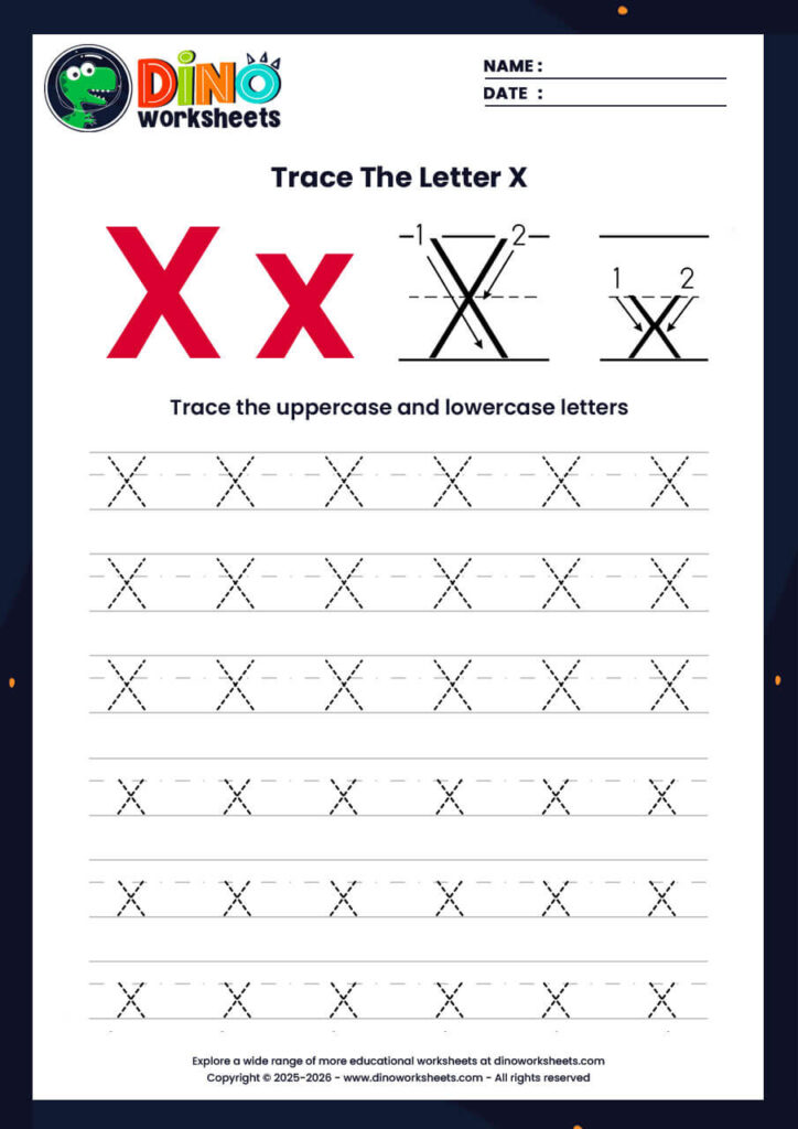 Trace the Letter X - Free Printable Worksheets | free Flashcards | Free ...