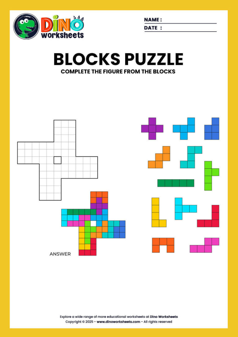 Tetris Puzzle Printable for Kids - Free Printable Worksheets | free ...