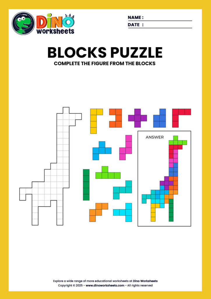 Tetris Puzzle Printable for Kids - Free Printable Worksheets | free ...